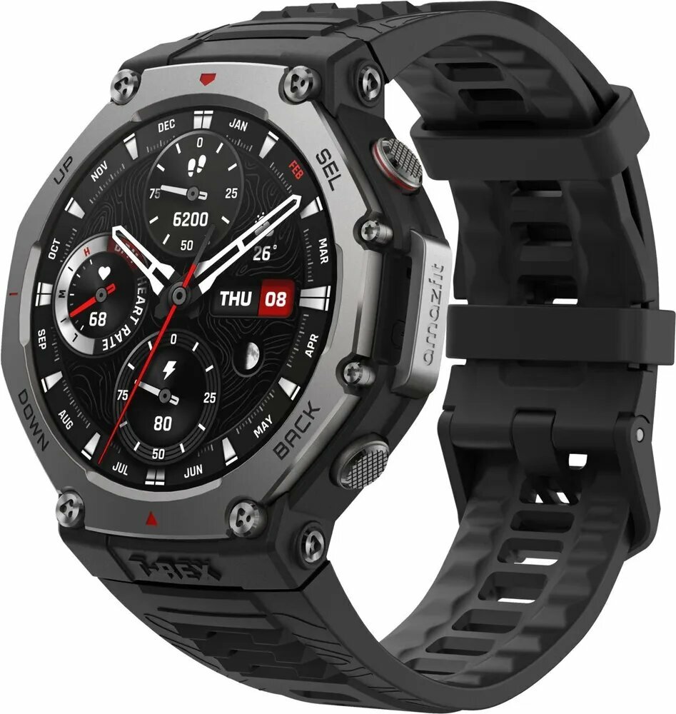 Смарт-часы Amazfit T-Rex 3 A2323 48.5мм 1.5 AMOLED корп. темно-серый рем. темно-серый разм. брасл:145-