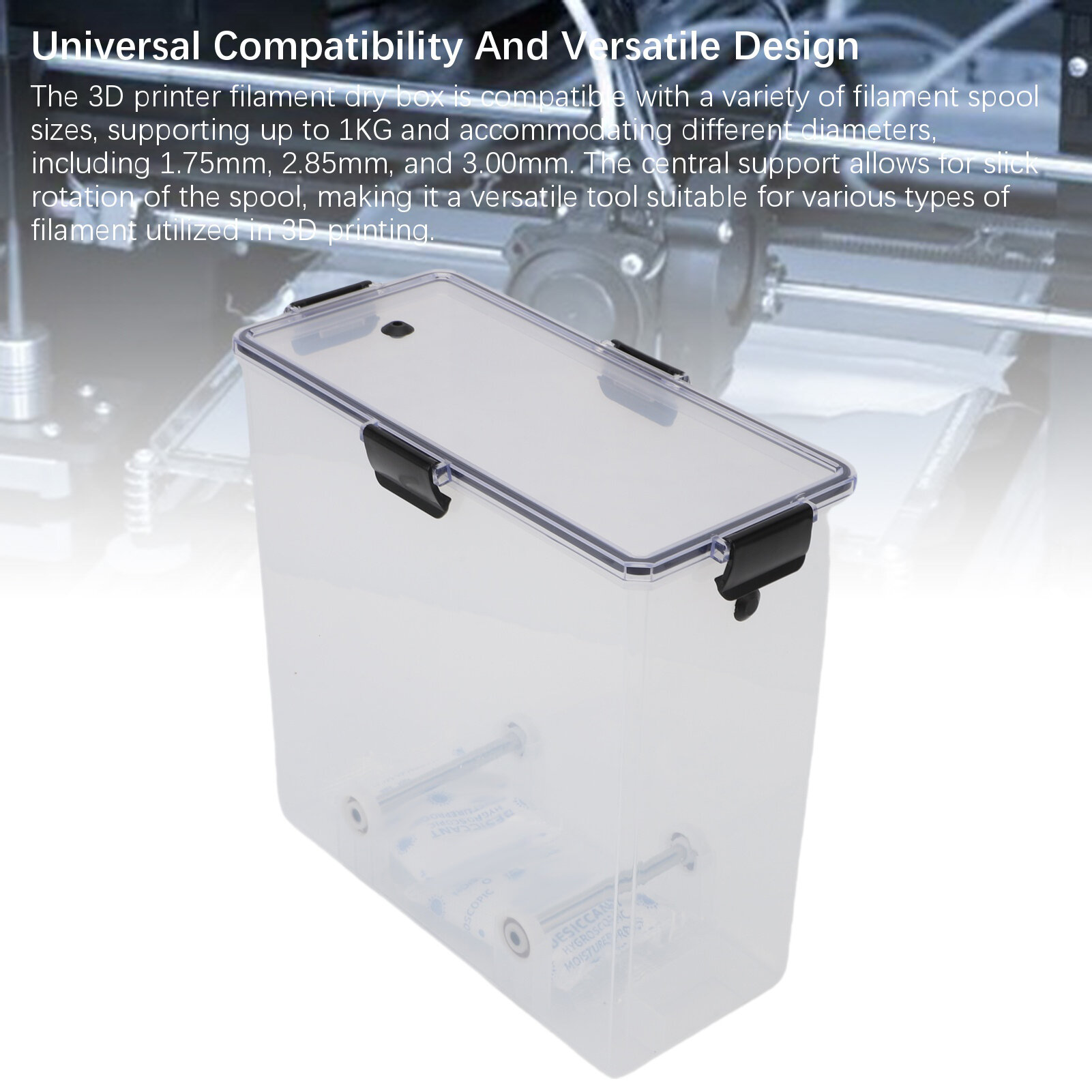 Коробка для сушки нити для 3D-печати, многофункциональный держатель катушки, конструкционный ящик для хранения дегидратора нити с герметичным пакетом и термогигрометром
