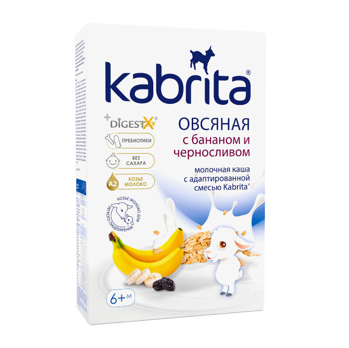 Kabrita каша овсяная на козьем молочке с бананом и черносливом 180 гр
