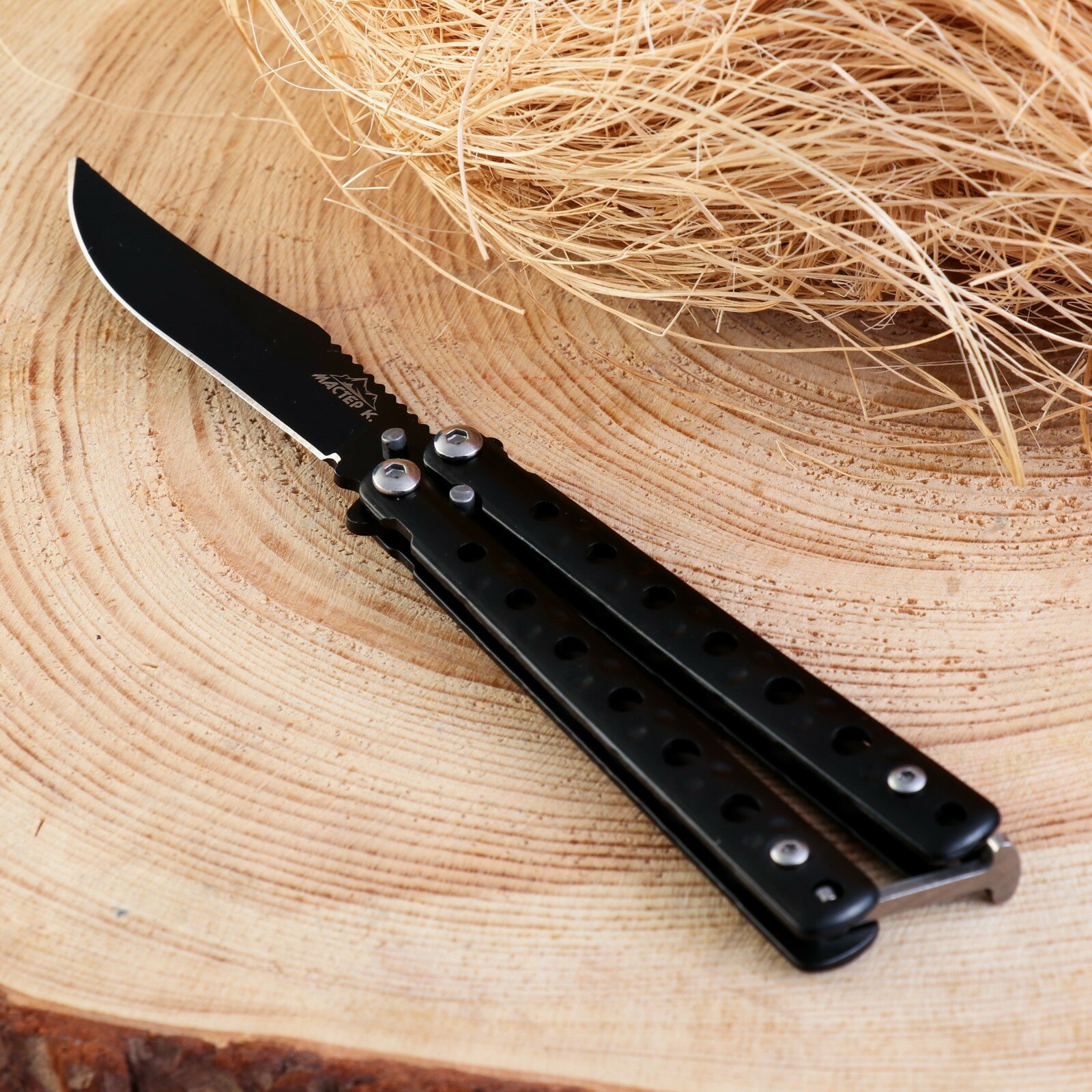 Нож-бабочка «Крыло», 16.5 см, клинок 73 мм/1.5 мм, черный