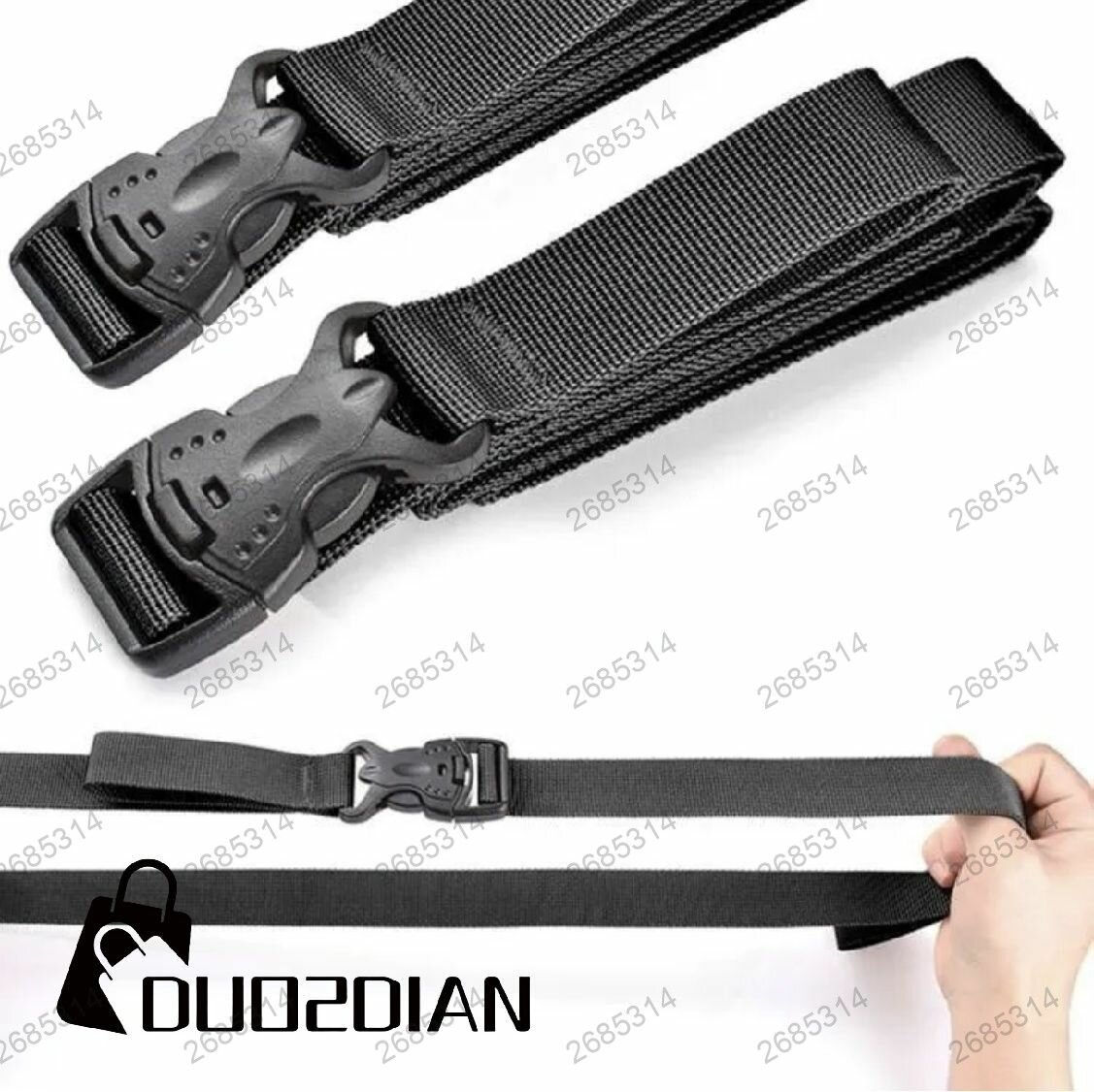 Стропа для крепления груза туристическая (2шт. в комплекте)черный