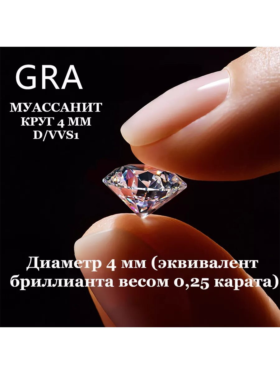 Муассанит Отдельно Бриллиант D/VVS1 0,25ct 4мм Круг 57гр
