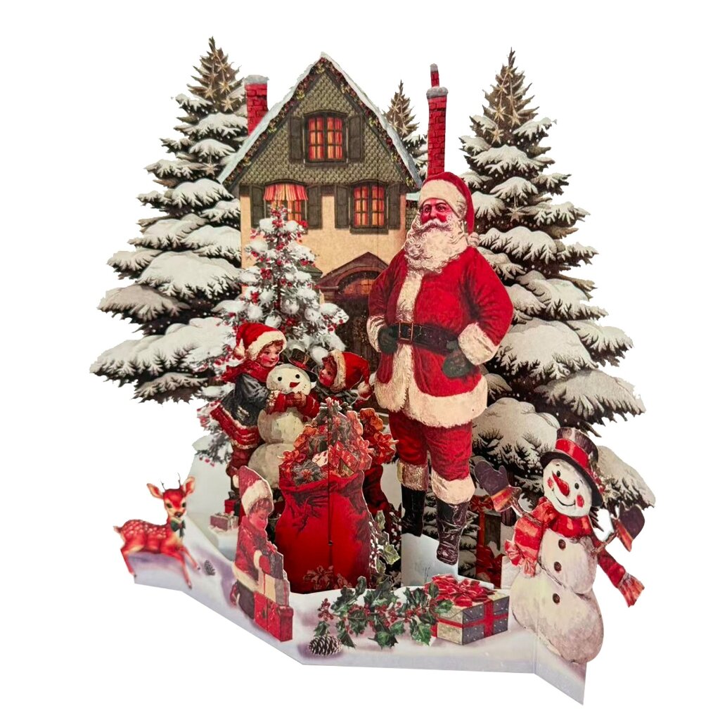 Резьба по Бумаге Ручной работы Рождественская Открытка Приглашение на Праздничную Вечеринку для Каминных Полок Столешницы Центральные Элементы Украшения Фестиваля