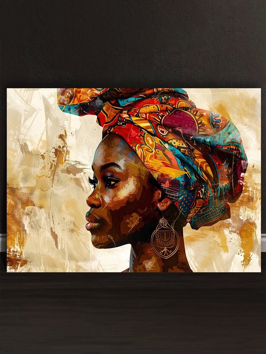 Картина интерьерная - "Голые девушки, негритянки, африканки, эротика" , 40х60 см.