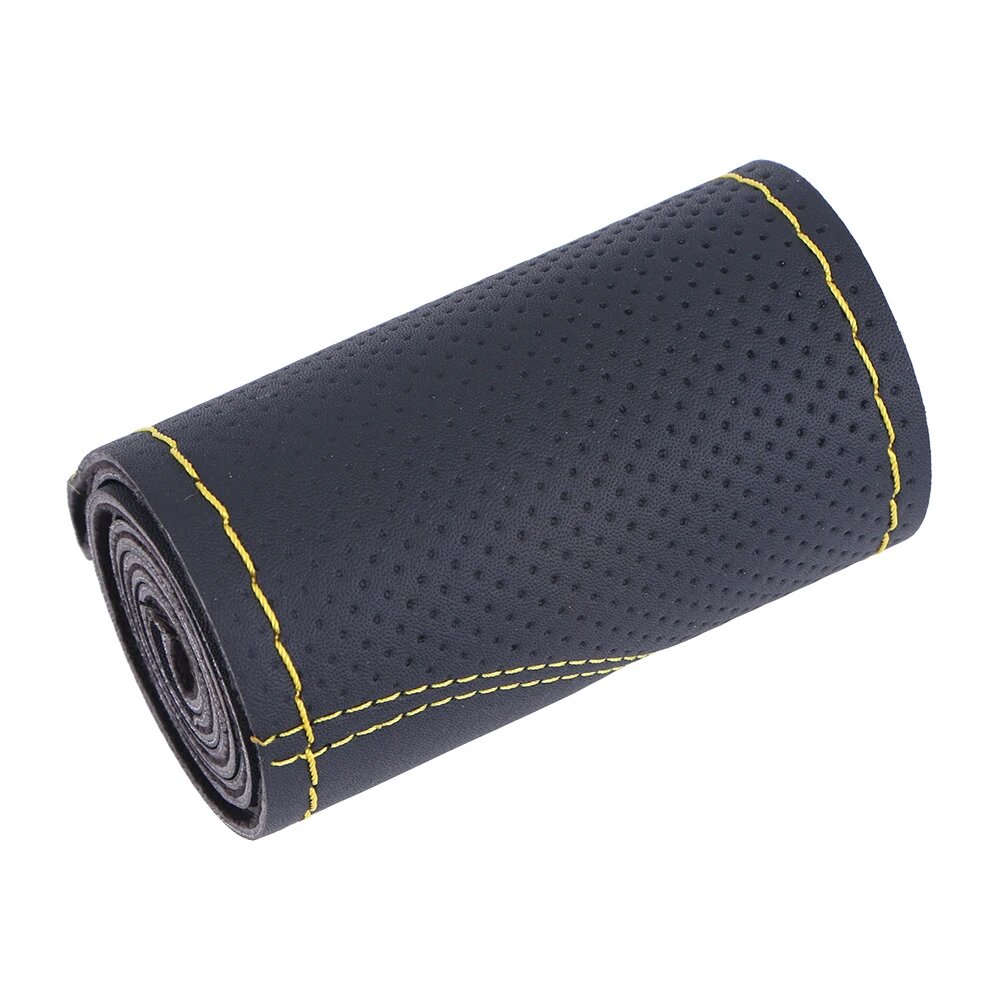 Чехол на руль автомобиля «сделай сам», универсальный плетеный чехол 38 см для руля, дышащий и нескользящий чехол на руль автомобиля Yellow Thread