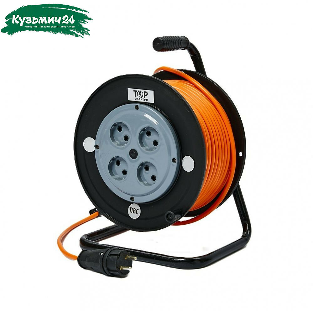 Удлинитель ТОР 414 ПВС с заземлением, 4 розетки, 30 м, 2.2 кВт на катушке, 1 шт.