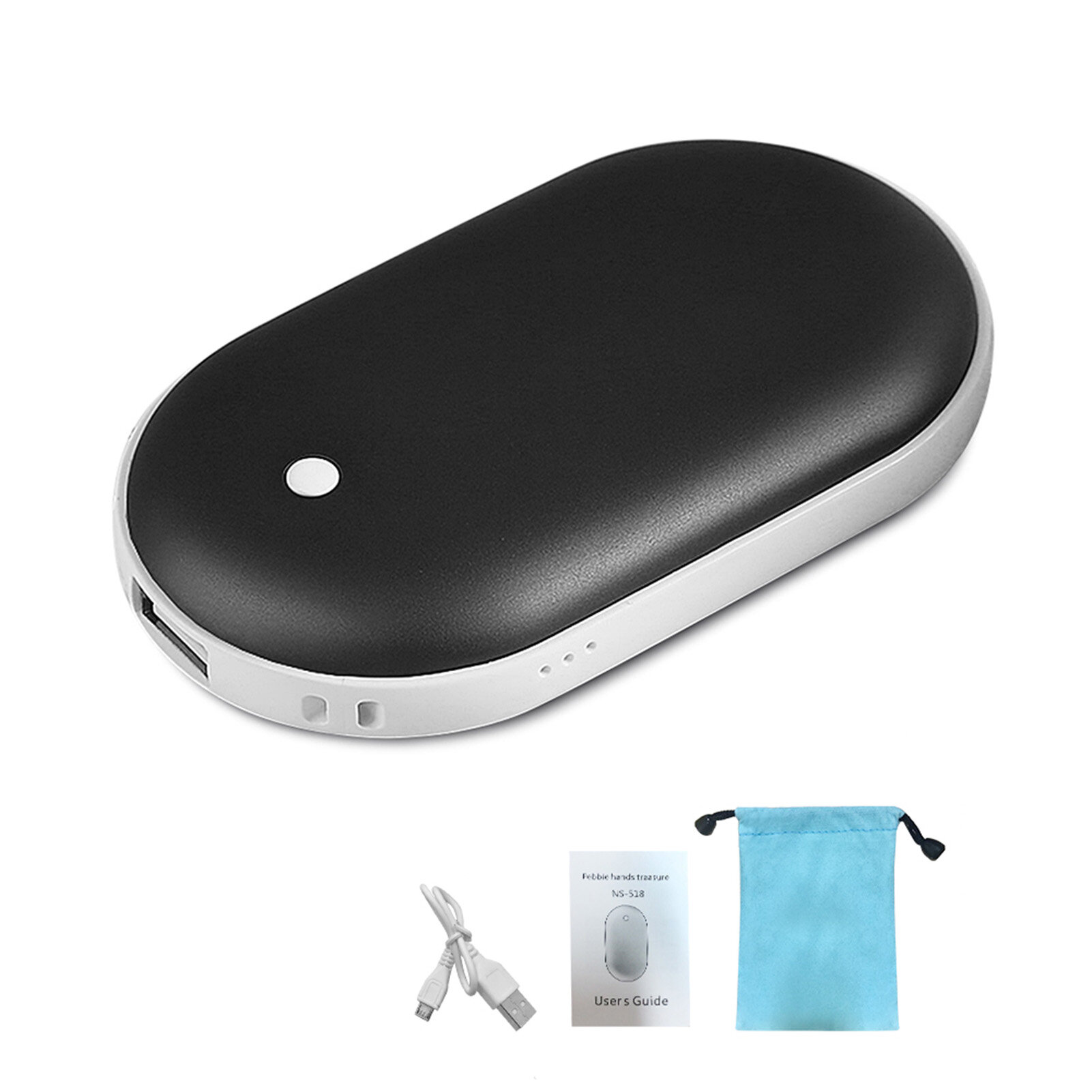 Многофункциональные грелки для рук с функцией Power Bank, зимние, двусторонние, карманные, черные.