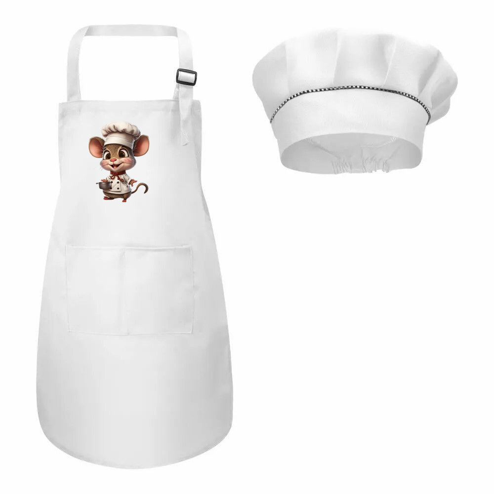 Детский фартук и поварской колпак для мальчиков и девочек 4-12 лет, регулируемый комплект для кулинарии, рисования и творчества, защита от пятен, многоразовый, размер 60x45 см