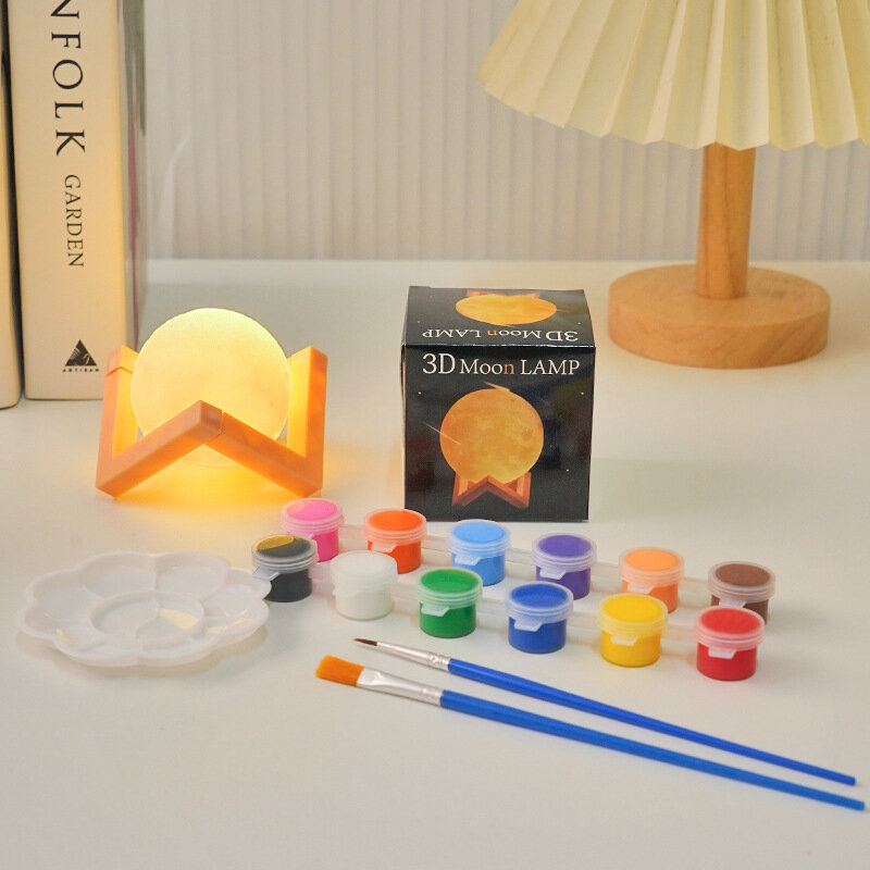 Креативный ночник в виде луны, расписанный вручную, светодиодный, для спальни, прикроватная лампа, популярная онлайн-лампа в виде луны, лампа для создания граффити своими руками, лампа-планета.