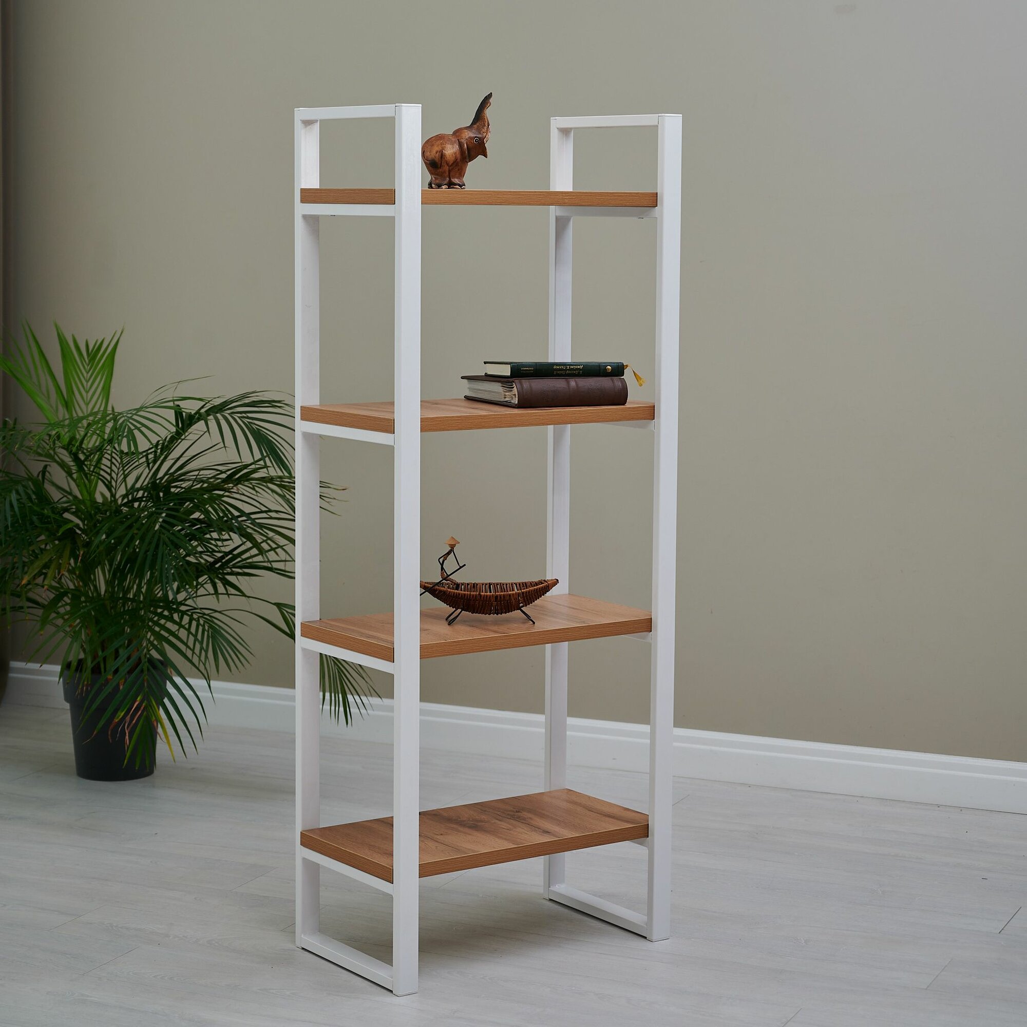 Стеллаж Мебельная фабрика Юдиных Лофт, 60х150х34,5 см, ЛДСП, дуб вотан, белый