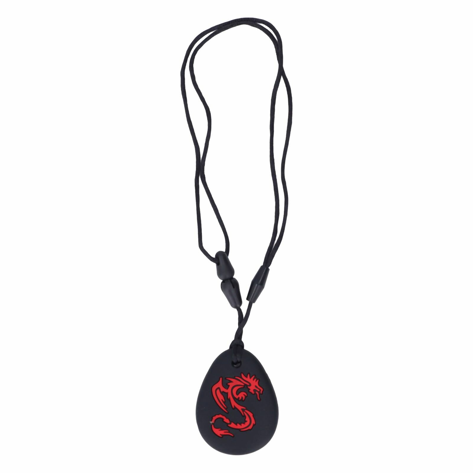 2 жевательных ожерелья чёрный фон красный дракон , силикон, сенсорные