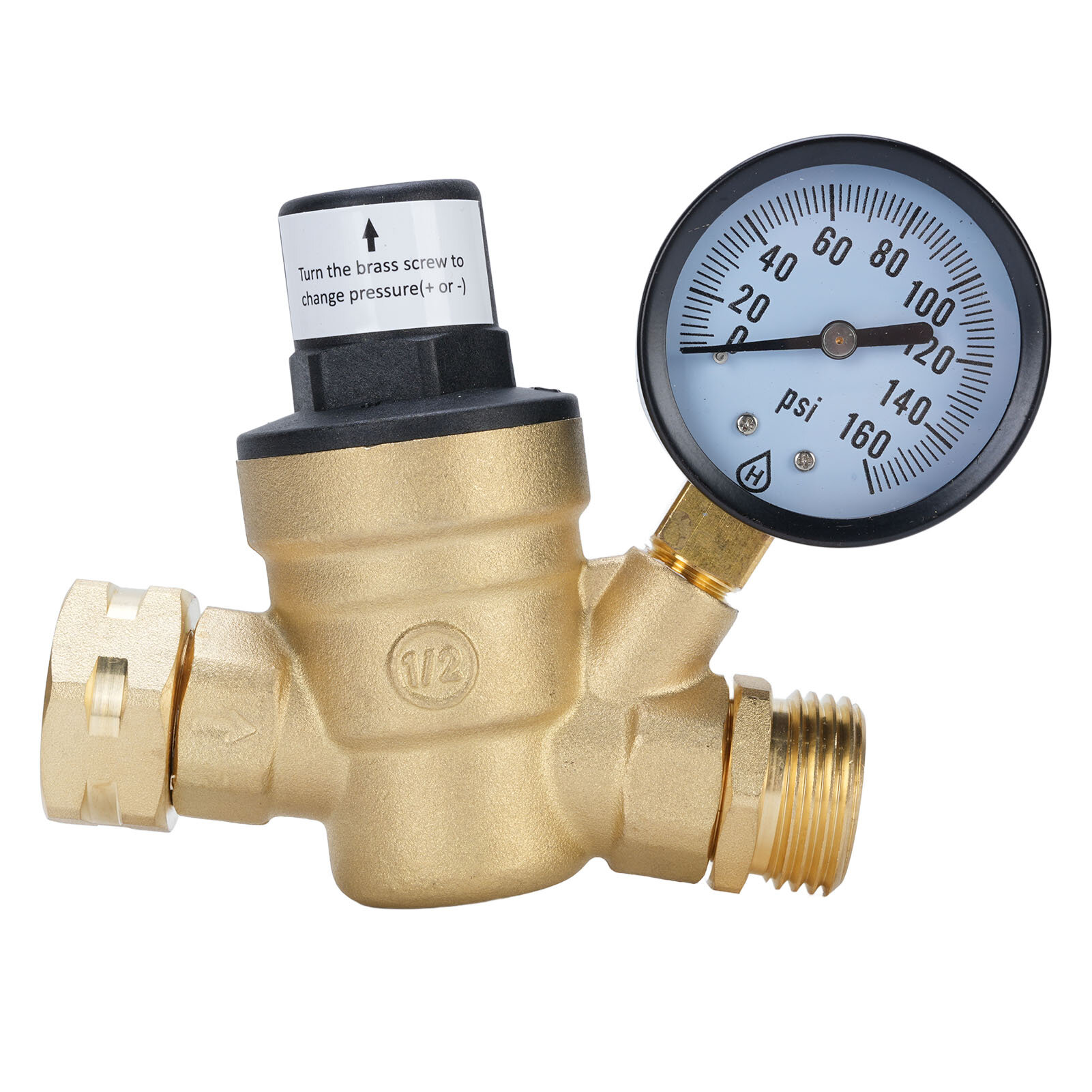 Клапан регулятора давления воды RV, резьба 3/4 дюйма, латунь, редуктор давления воды из нержавеющей стали с манометром