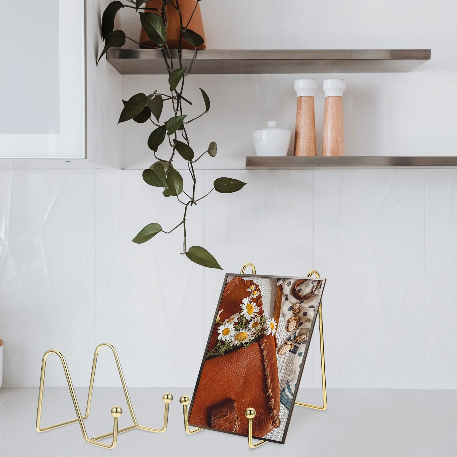 Набор из 2 золотых металлических фото подставок для хранения фотографий