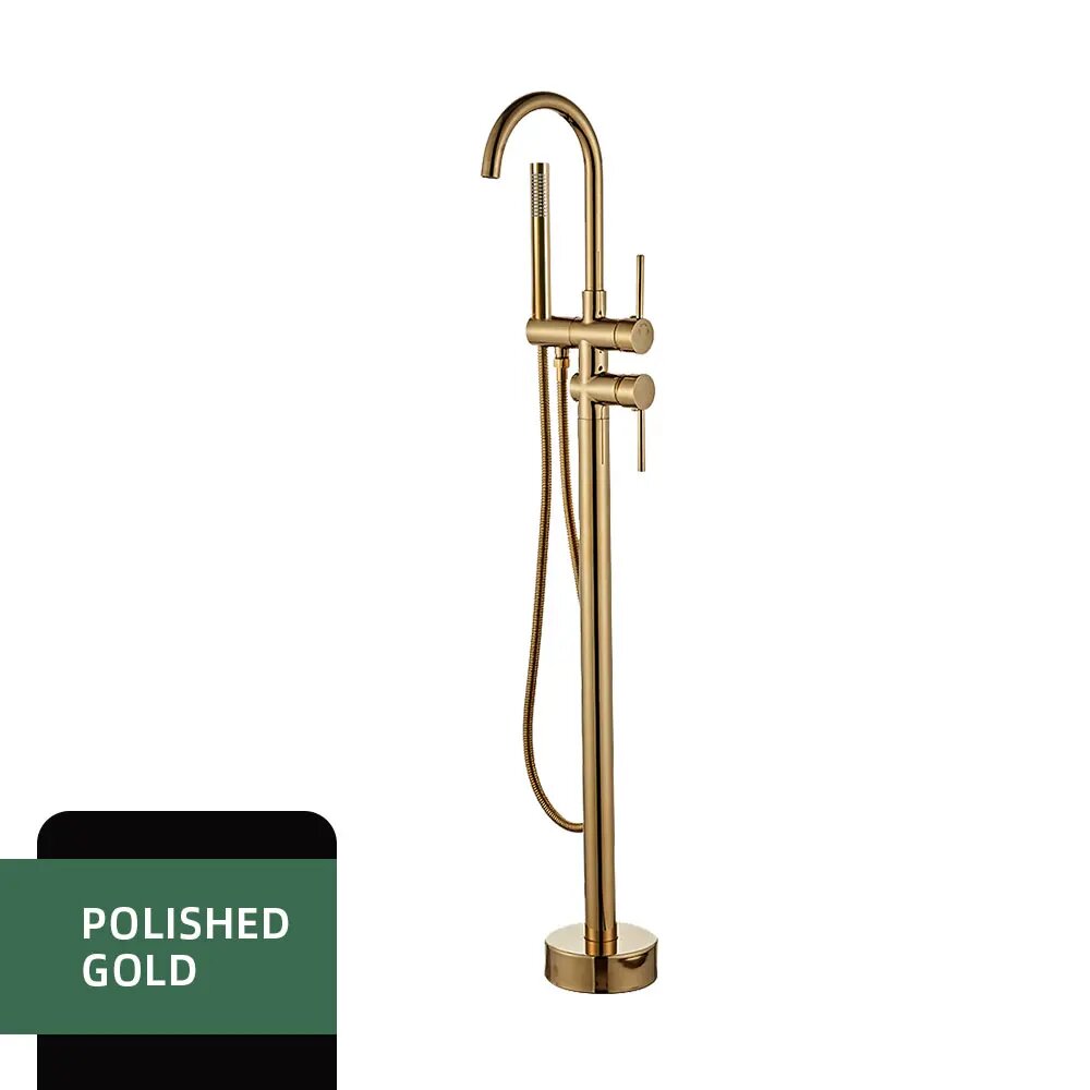 Черный матовый настенный смеситель для ванной с двумя выходами и ручным душем, напольный смеситель для ванной с горячей и холодной водой, смеситель для ванной -9001PG