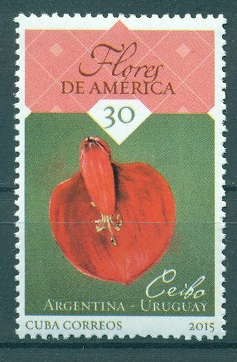 Почтовые марки Куба 2015г. "Национальные цветы Америки - Эритрина " Цветы MNH