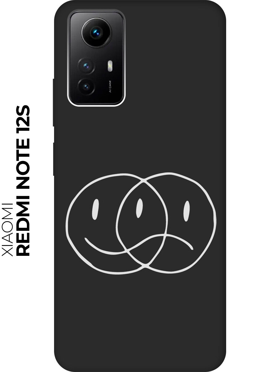 Силиконовый чехол на Xiaomi Redmi Note 12s / Сяоми Редми Ноут 12с с рисунком "Two Faces W" Soft Touch черный