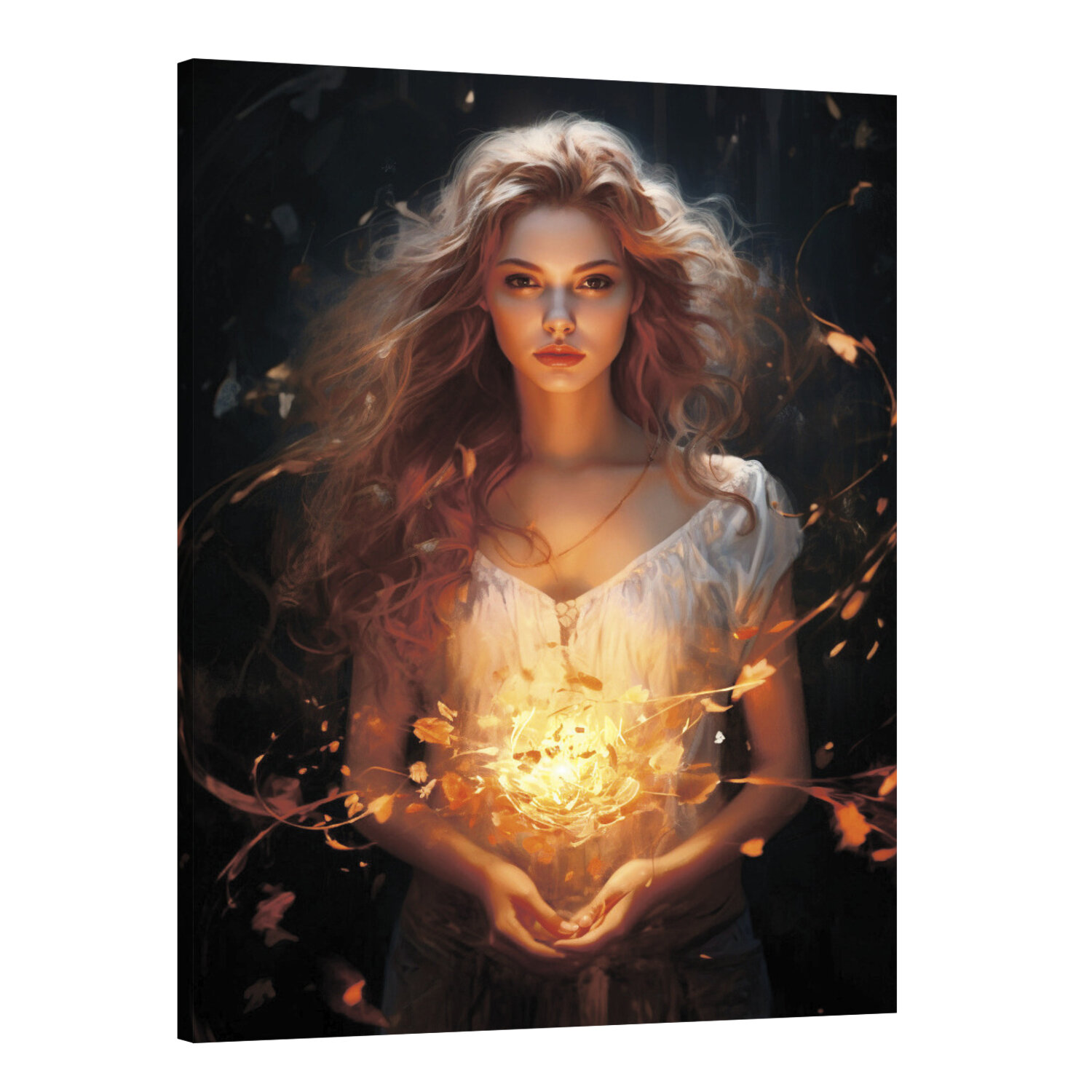 Интерьерная картина 50х70 "Девушка и шар света"