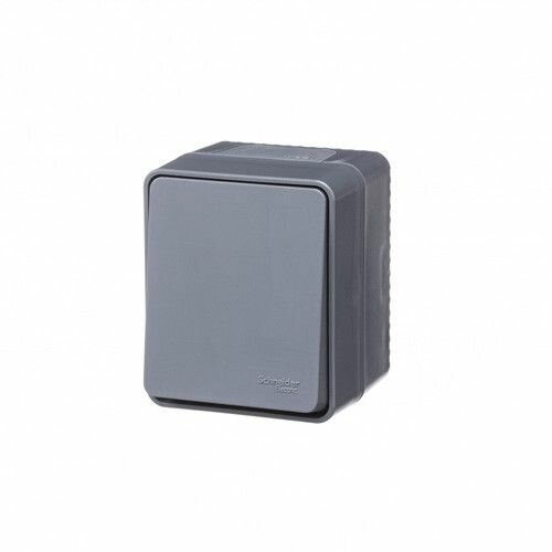 AtlasDesign PROFI IP54 О/У 1-клавишный кнопочный выключатель 10 АХ, антрацит
