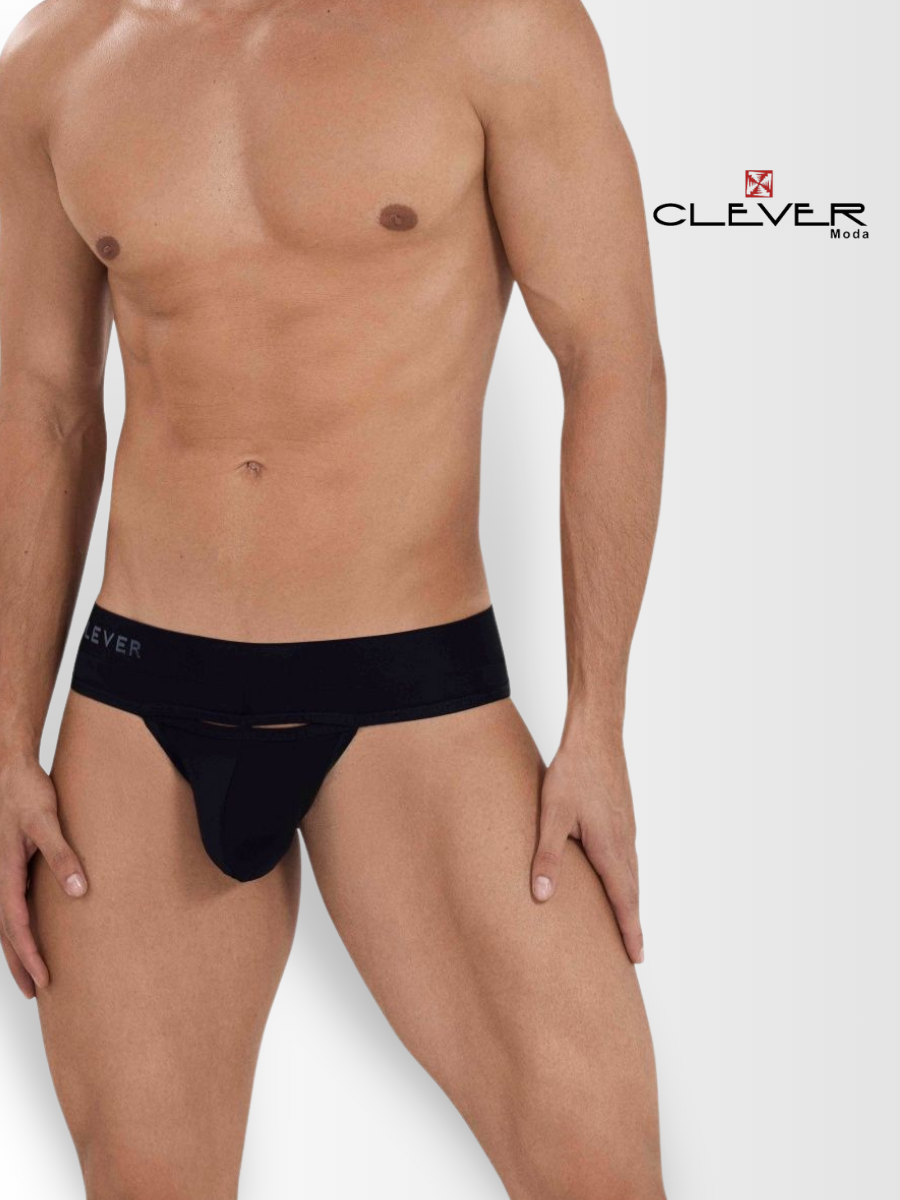 Мужские трусы стринги черные Clever Moda CELESTIAL THONG 114711 S (44)