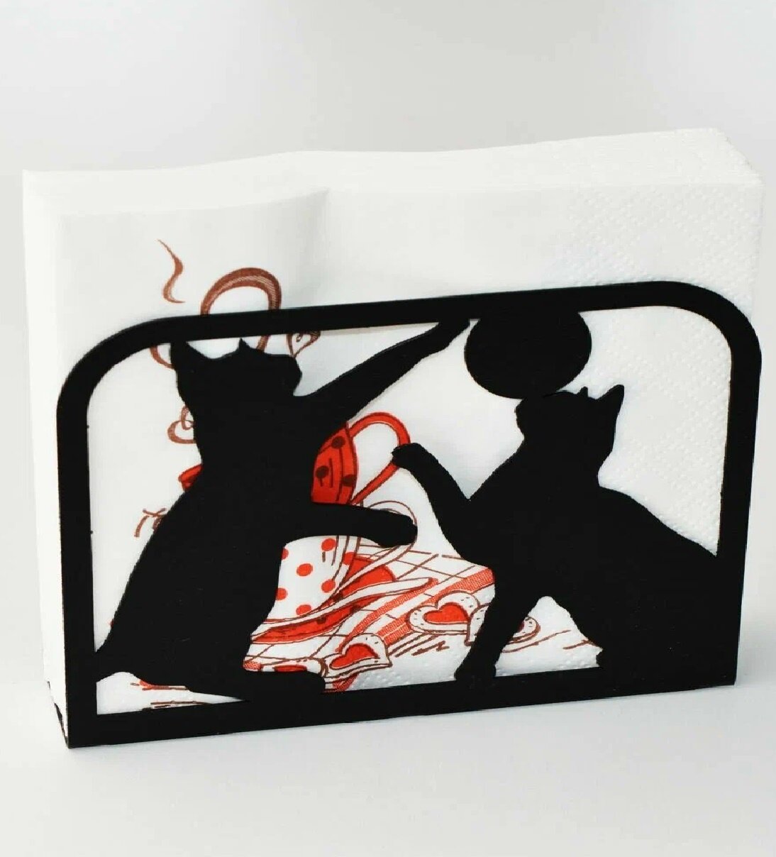 Салфетница Gala "Озорники"SL48-BY , металл, с декором, чёрная, 12x3.1x9.5см