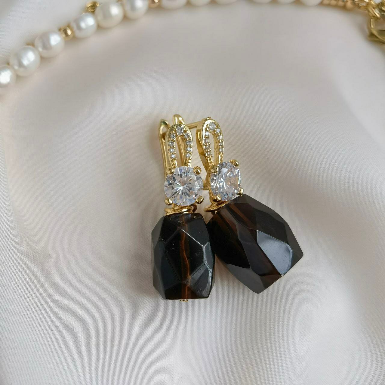 Серьги, раухтопаз