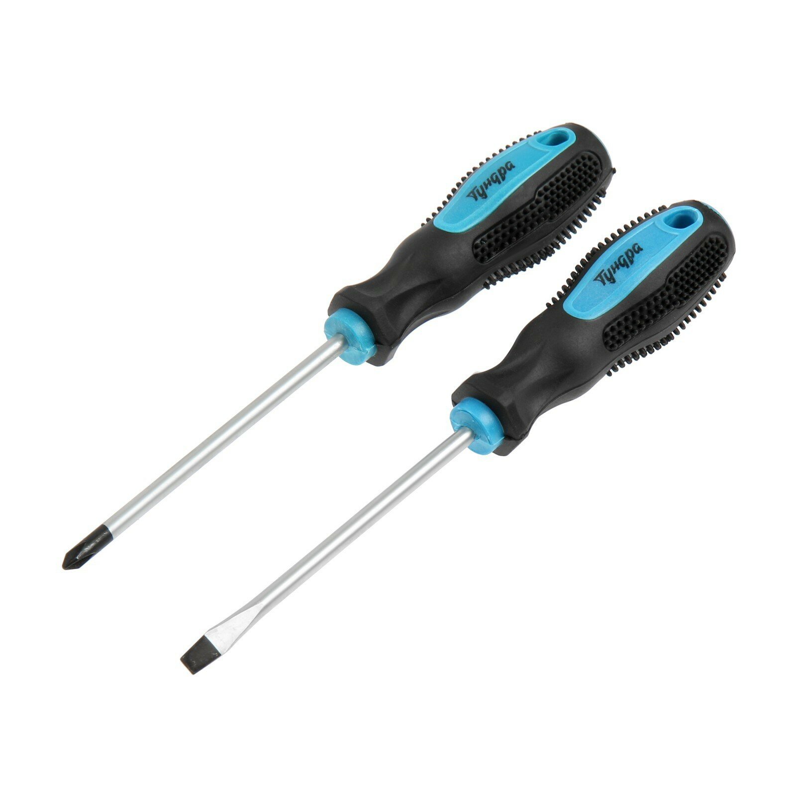 Набор отверток тундра, сатин, магнит, двухкомпонентные рукоятки, PH1 и SL5×100 мм, 2 шт.