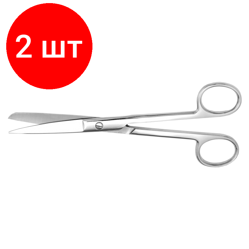 Комплект 2 штук, Ножницы с одним острым концом, прямые, 170 мм