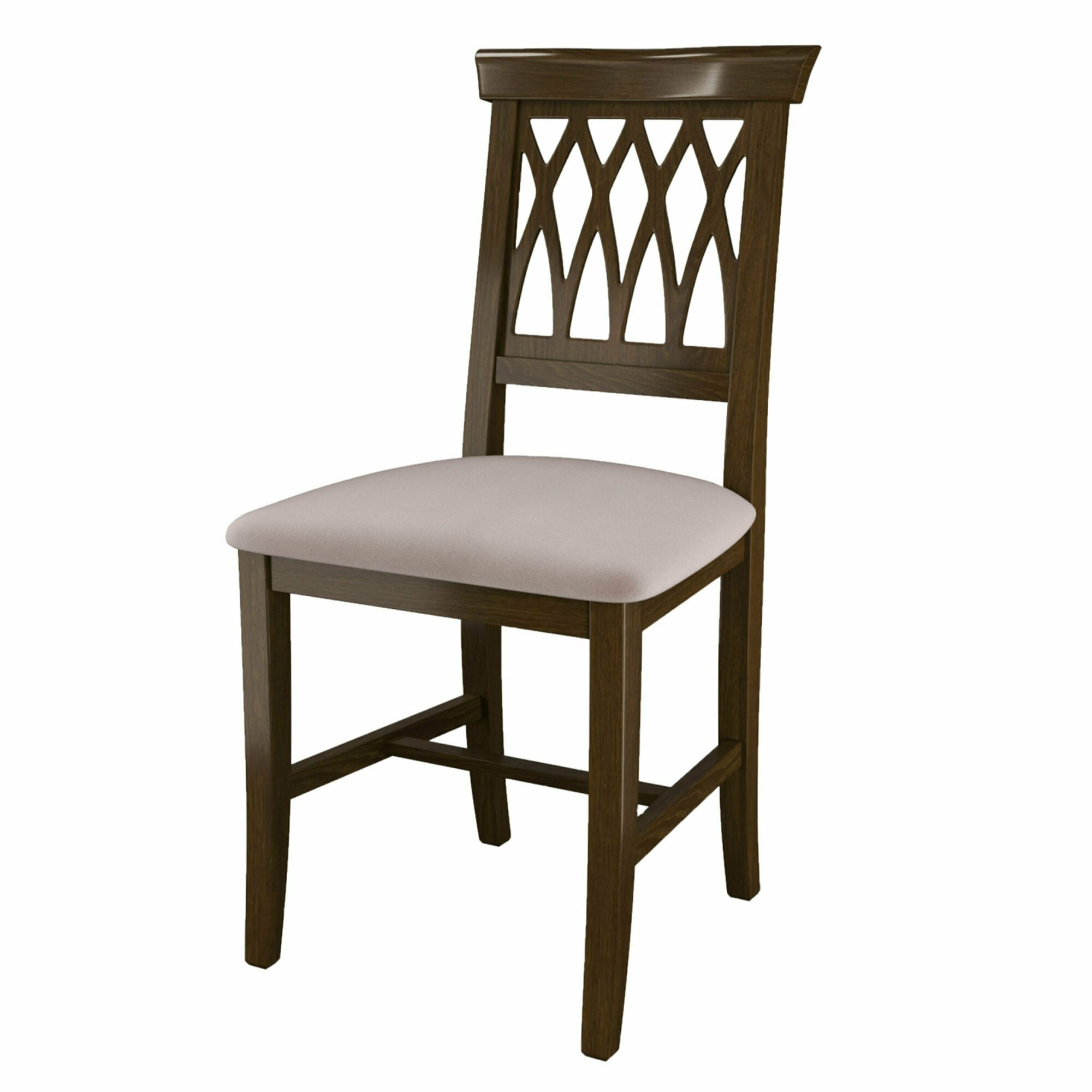 Стул деревянный мягкий со спинкой без подлокотников Габри массив бука для гостиной столовой кухни темный орех бежевый