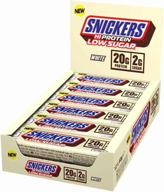 Шоколадно-протеиновые батончики Snickers White Chocolate