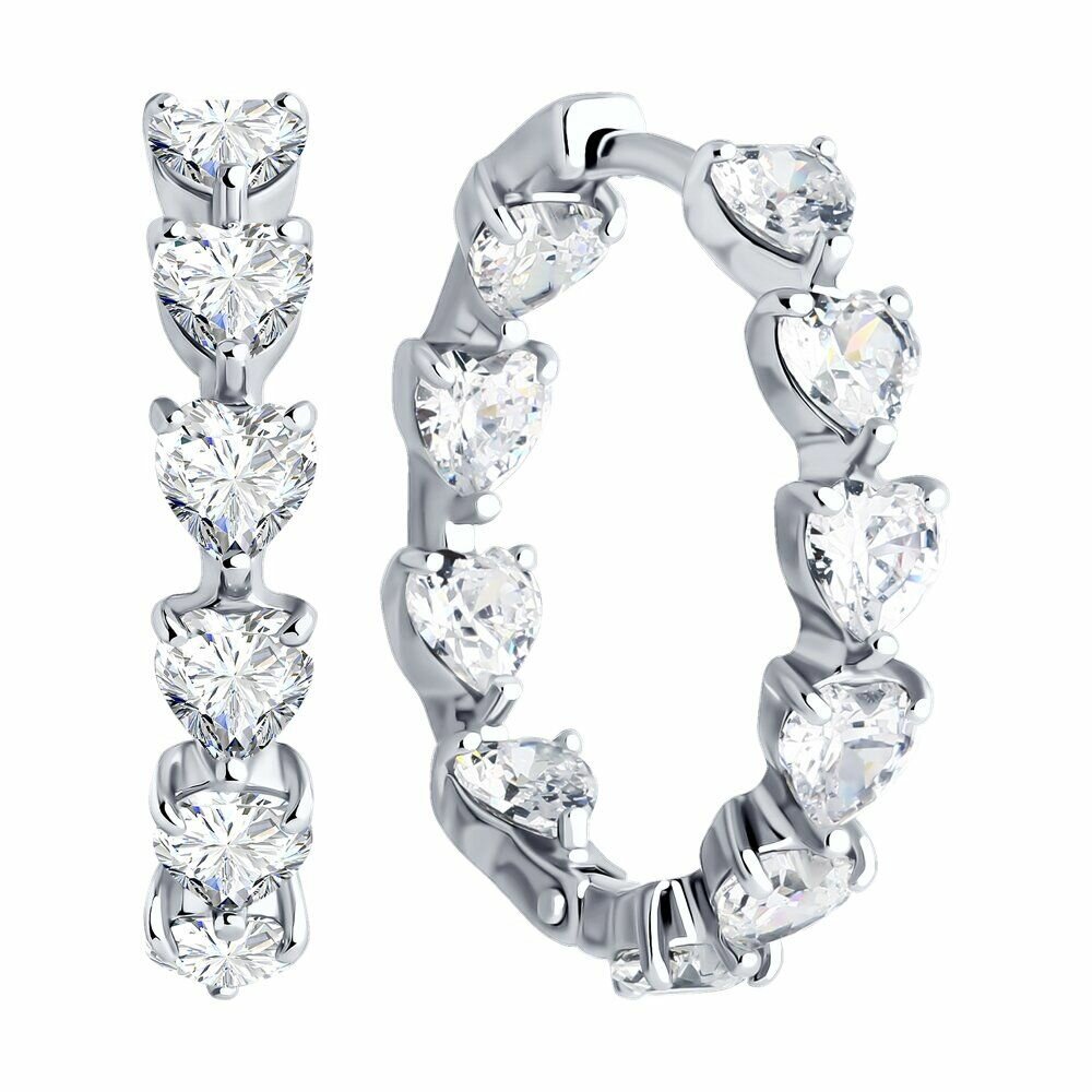 Серьги, серебро, 925 проба, фианит