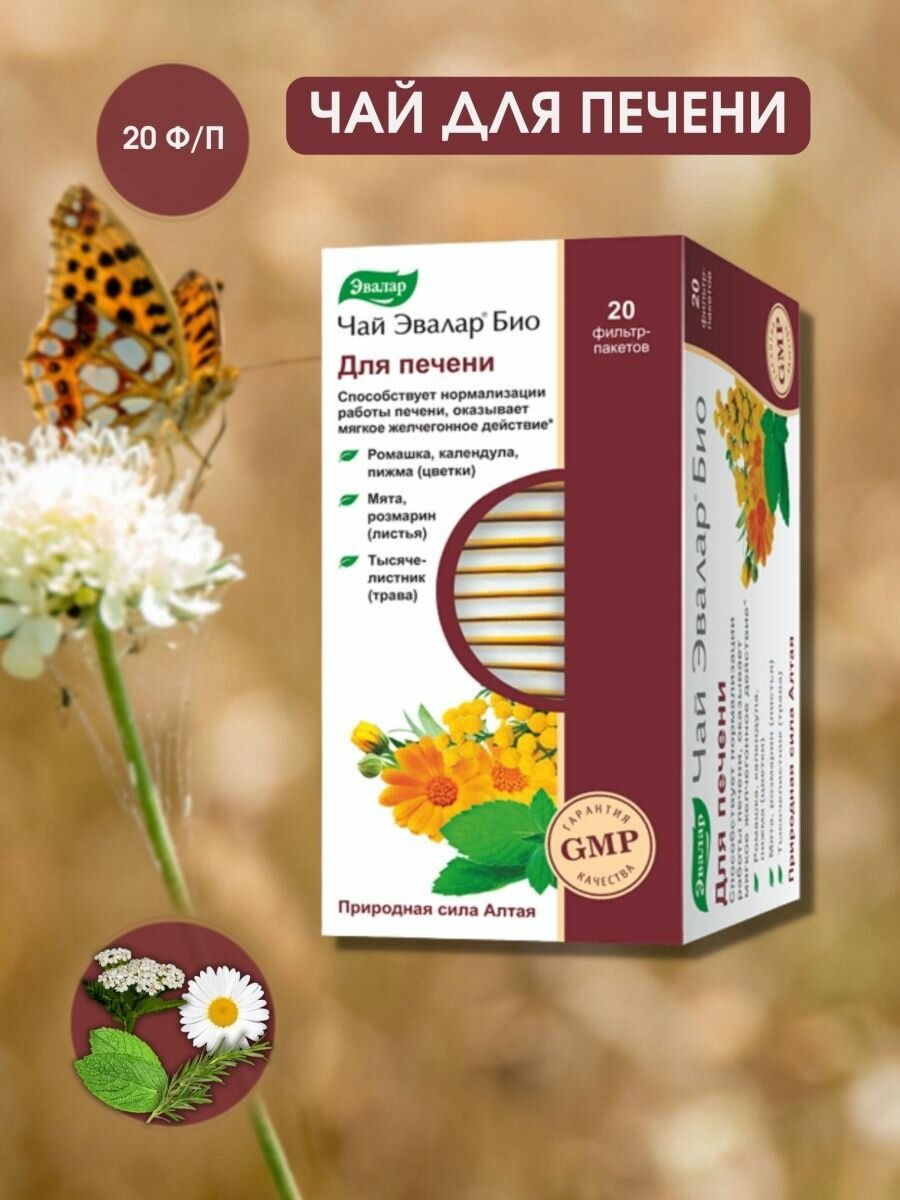 Чай для печени 20 фильтр-пакетов по 1,5г Эвалар Био