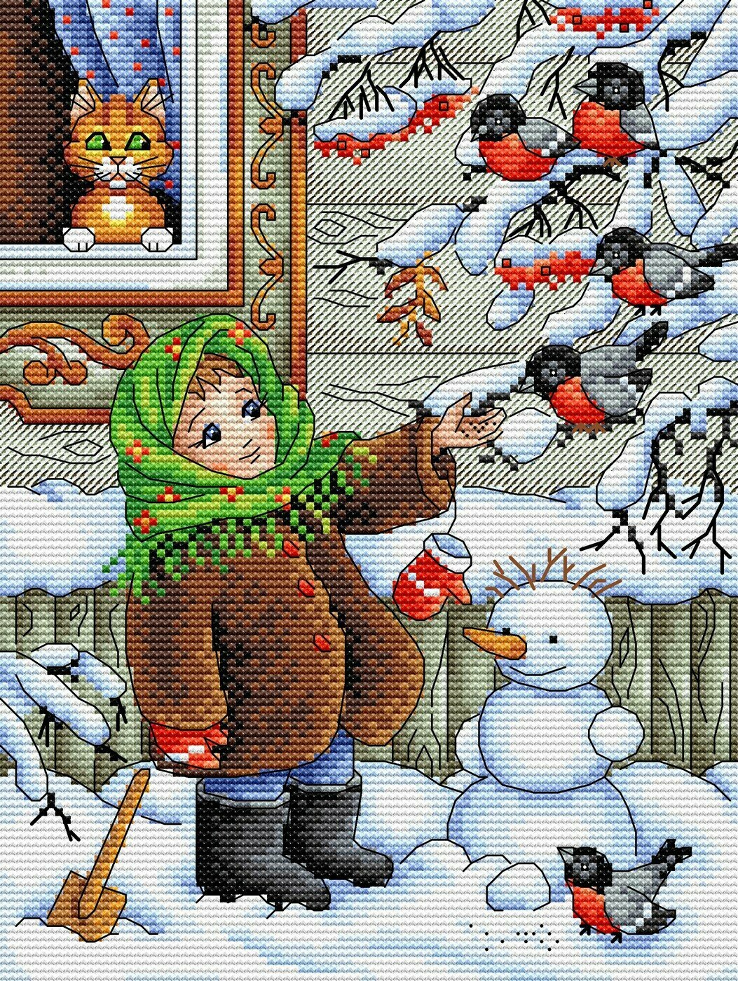 Вышивка Зимняя прогулка 17x23 см.