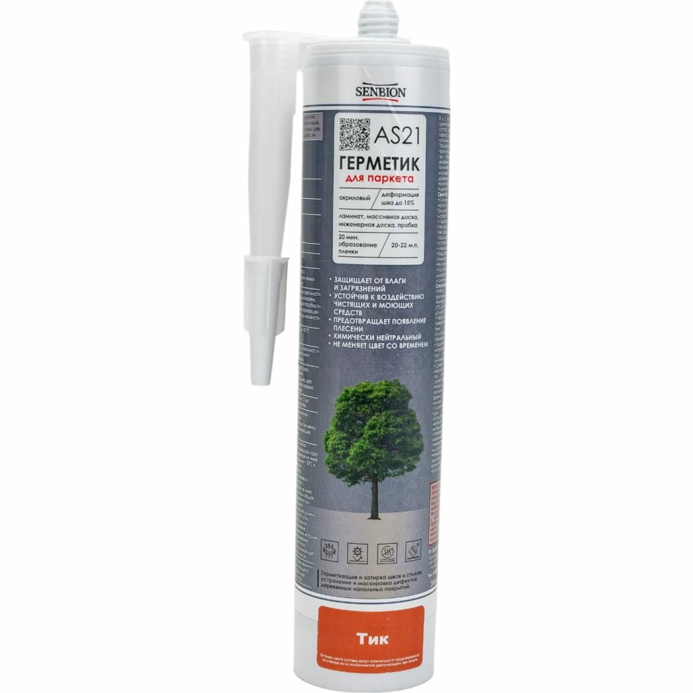 Герметик для древесины и паркета SENBION AS-21 акриловый тик 310 мл SB2944/310-Тик