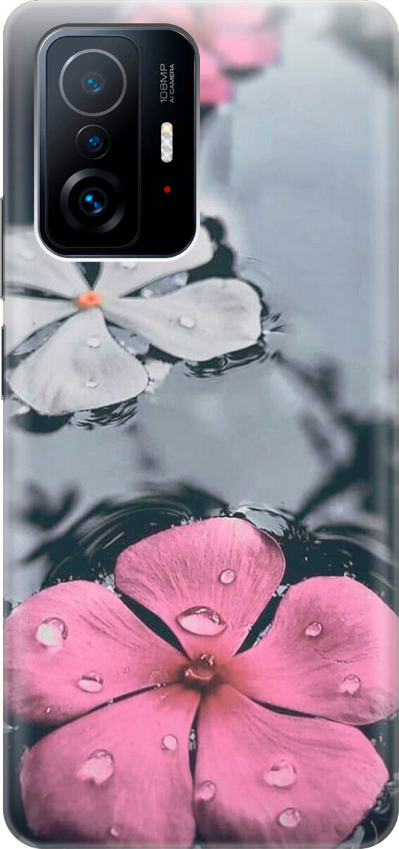 Силиконовый чехол на Xiaomi 11T, 11T Pro, Сяоми 11Т, 11Т Про с принтом "Фиалки в воде"