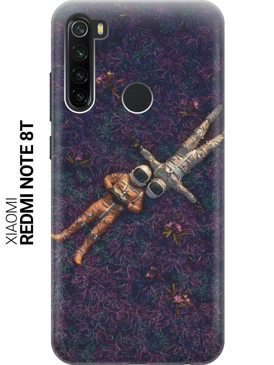 Силиконовый чехол на Xiaomi Redmi Note 8T, Сяоми Редми Ноут 8Т с принтом "Счастливые космонавты"