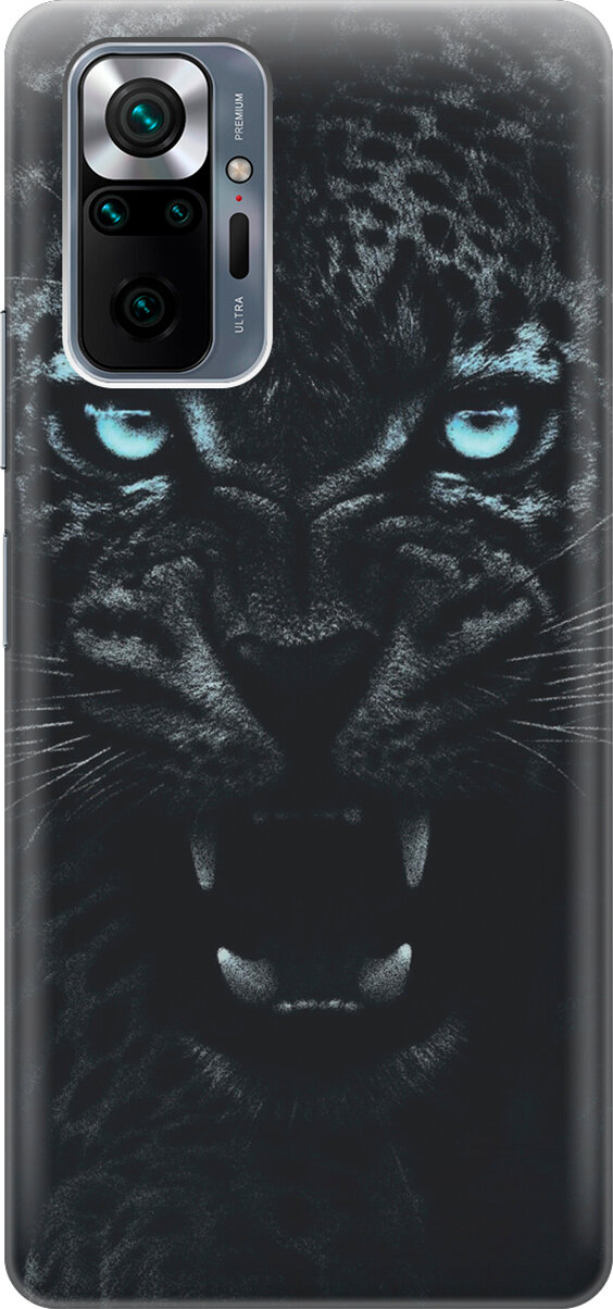 Силиконовый чехол на Xiaomi Redmi Note 10 Pro, Сяоми Редми Ноут 10 Про с принтом "Голубоглазая пантера"