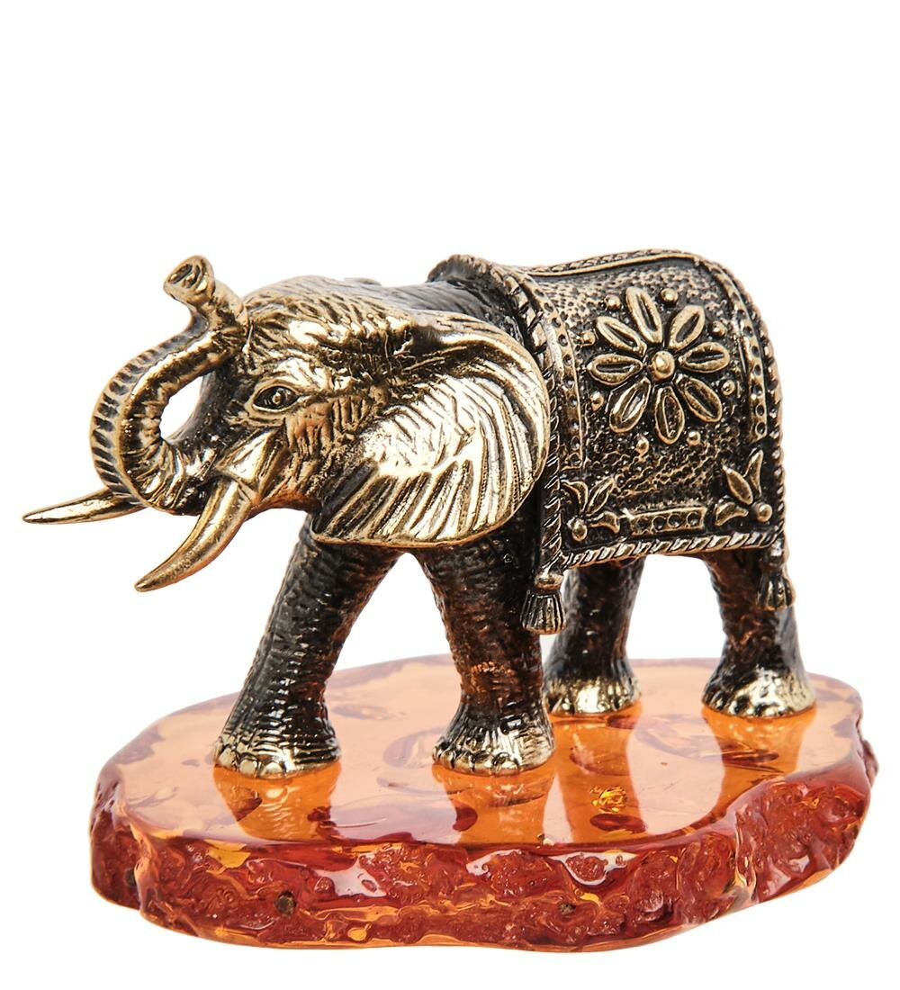 Фигурка Слон Африка (латунь, янтарь) A2134168 Народные промыслы, бронзовый