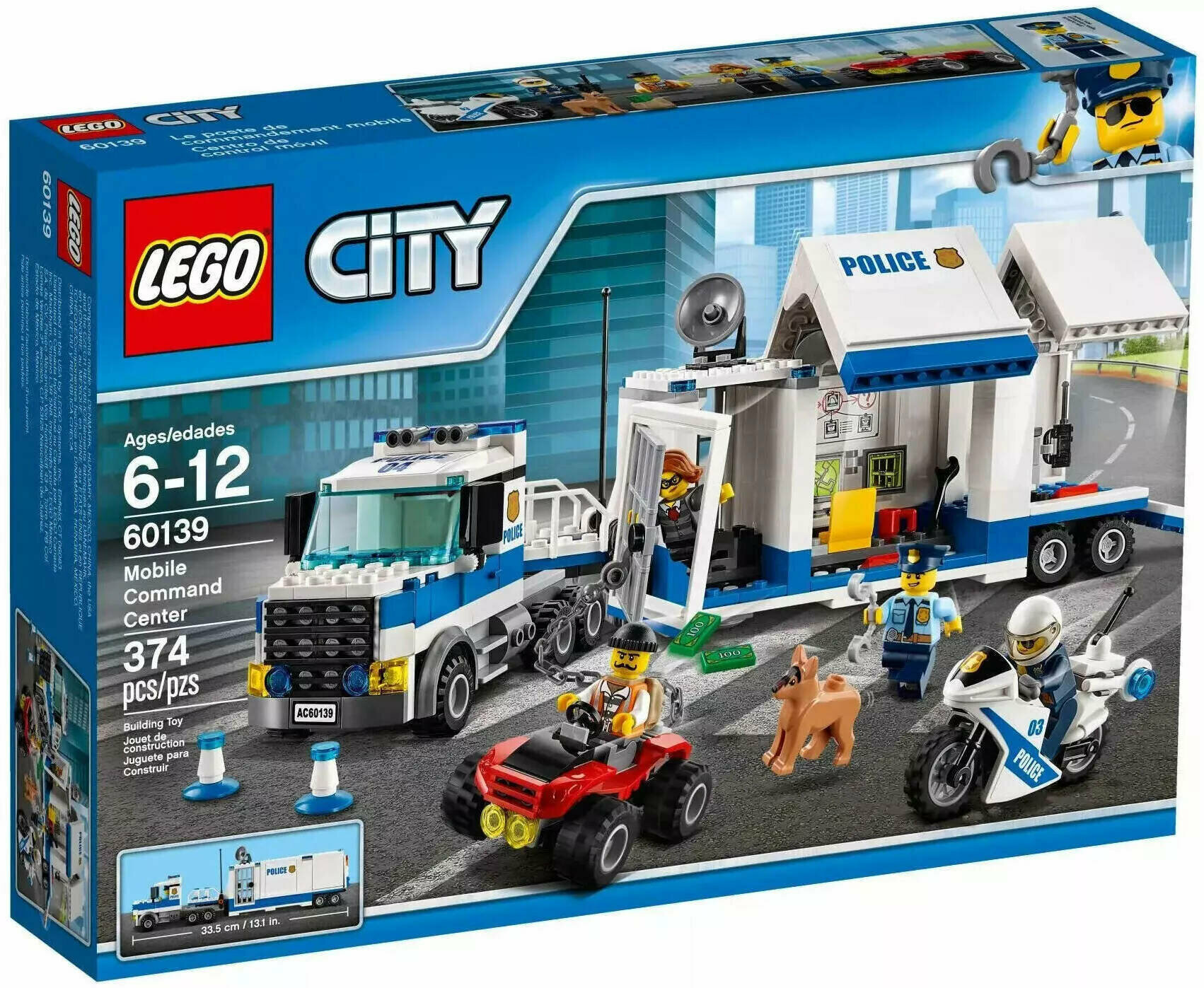 Конструктор LEGO CITY 60139 Мобильный командный центр, 374 детали, от 6 лет, 2017 год