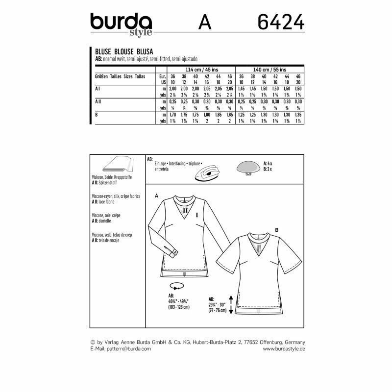 Выкройка Burda 6424 - Блуза — фото 1