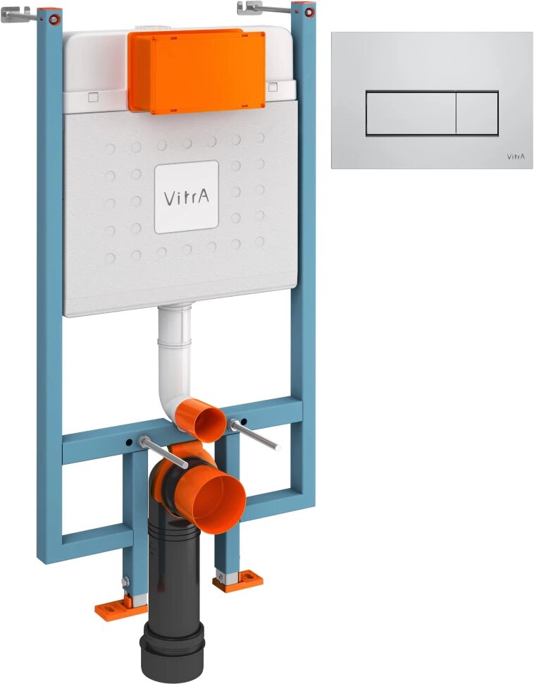 Инсталляция для унитаза VitrA Core 800-1875 с кнопкой смыва, хром