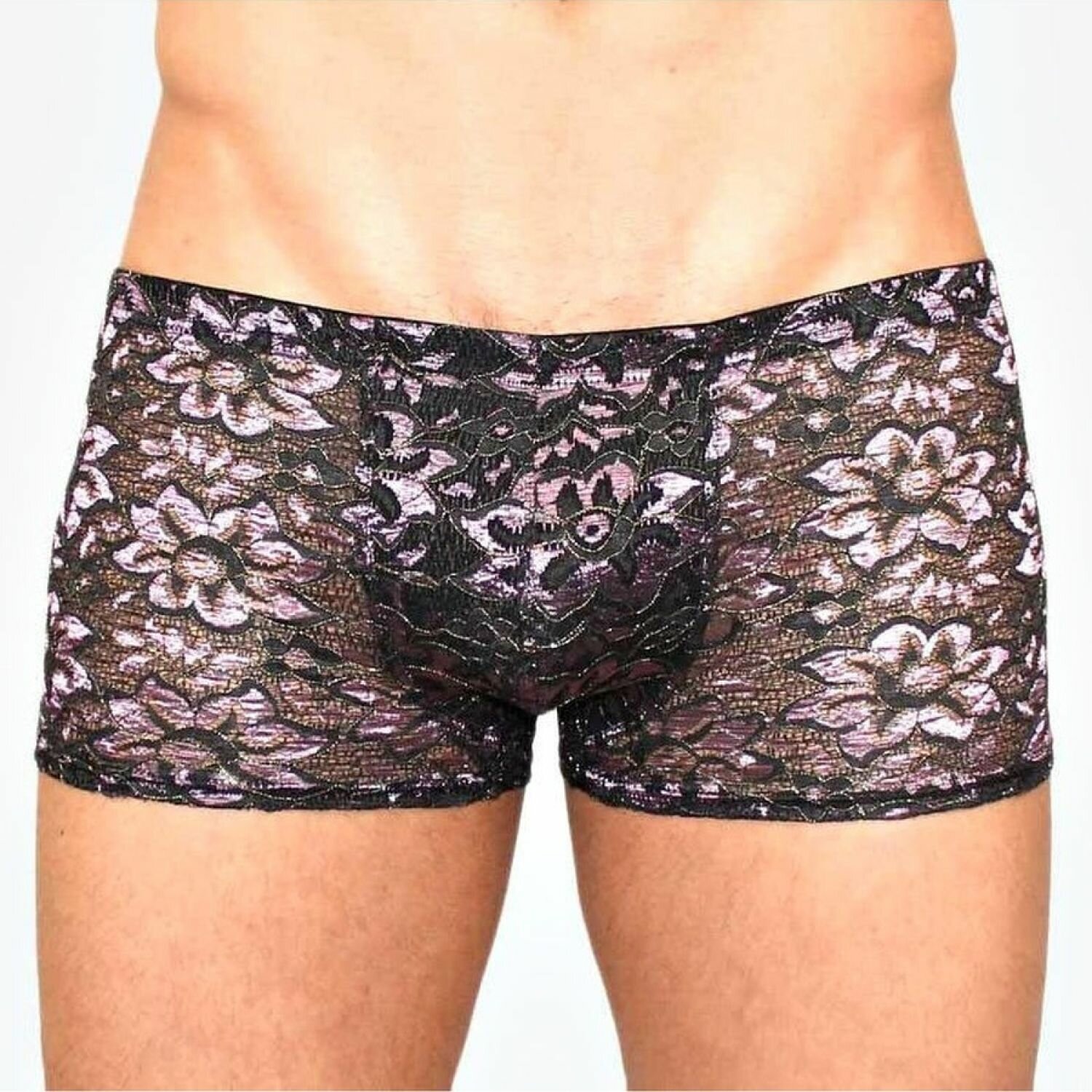 Мужские трусы-боксеры с контрастным цветочным узором. Цвет - темно-серый. Производитель - Romeo Rossi