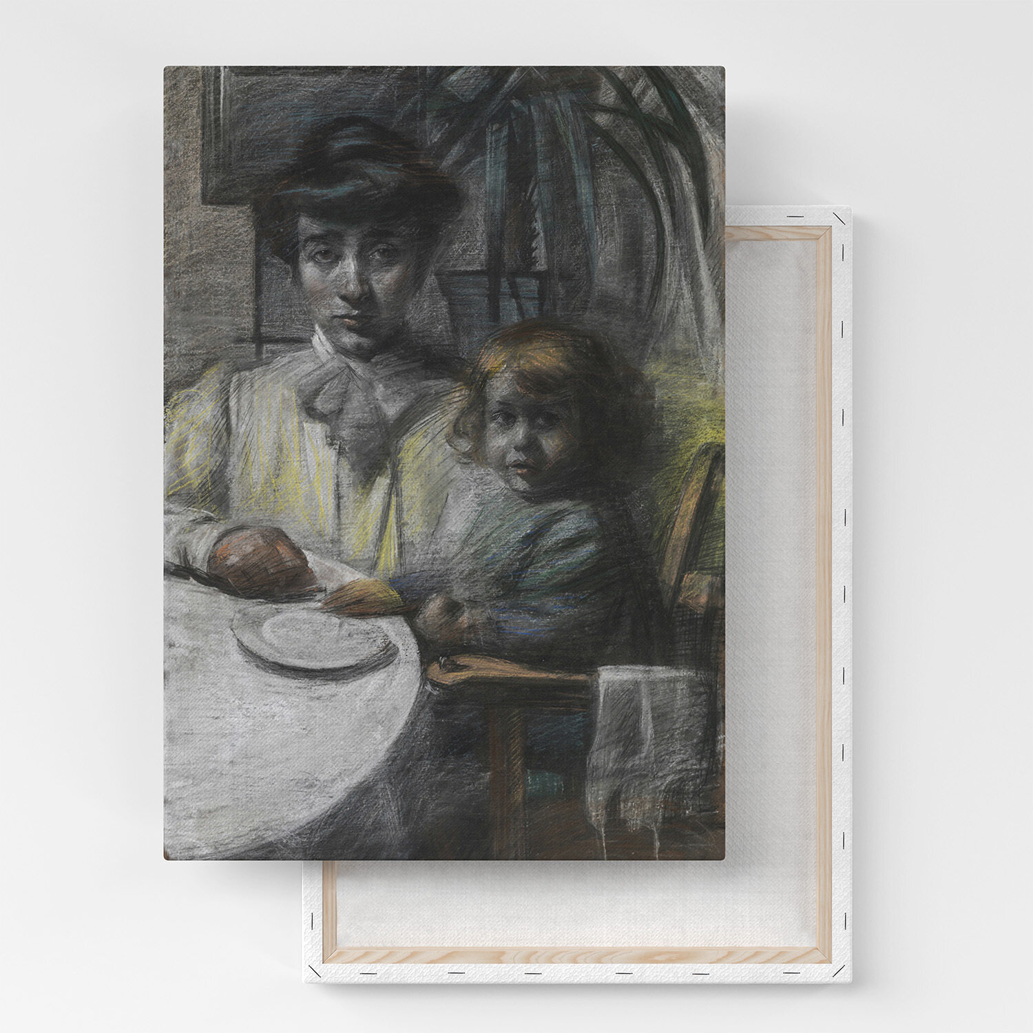 Картина на холсте, репродукция / Умберто Боччони - La moglie di Balla con la figlia / Размер 30 x 40 см