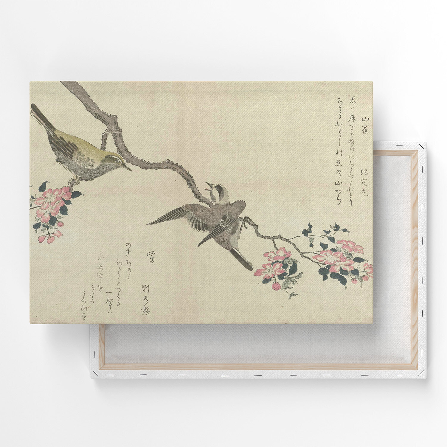 Картина на холсте, репродукция / Китагава Утамаро - Mees en zangvogel / Размер 40 x 53 см