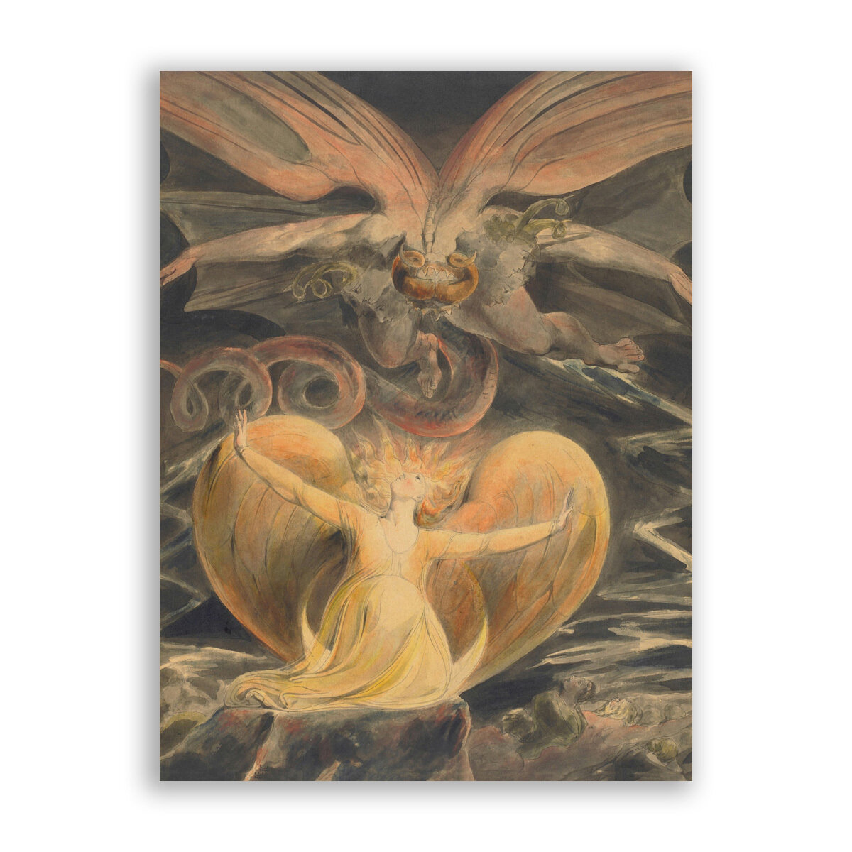 Картина на холсте, репродукция / Уильям Блейк - The Great Red Dragon / Размер 60 x 80 см