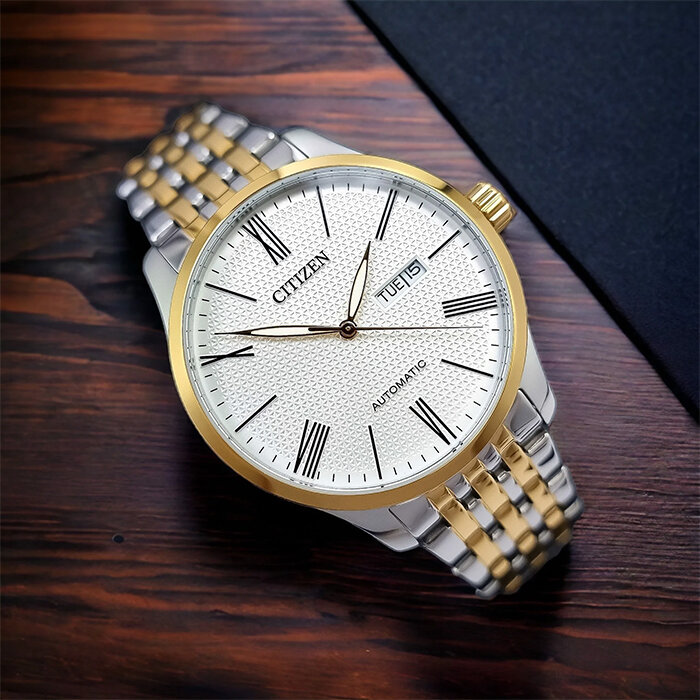 Наручные часы CITIZEN Automatic, белый, серебряный, золотой — фото 1