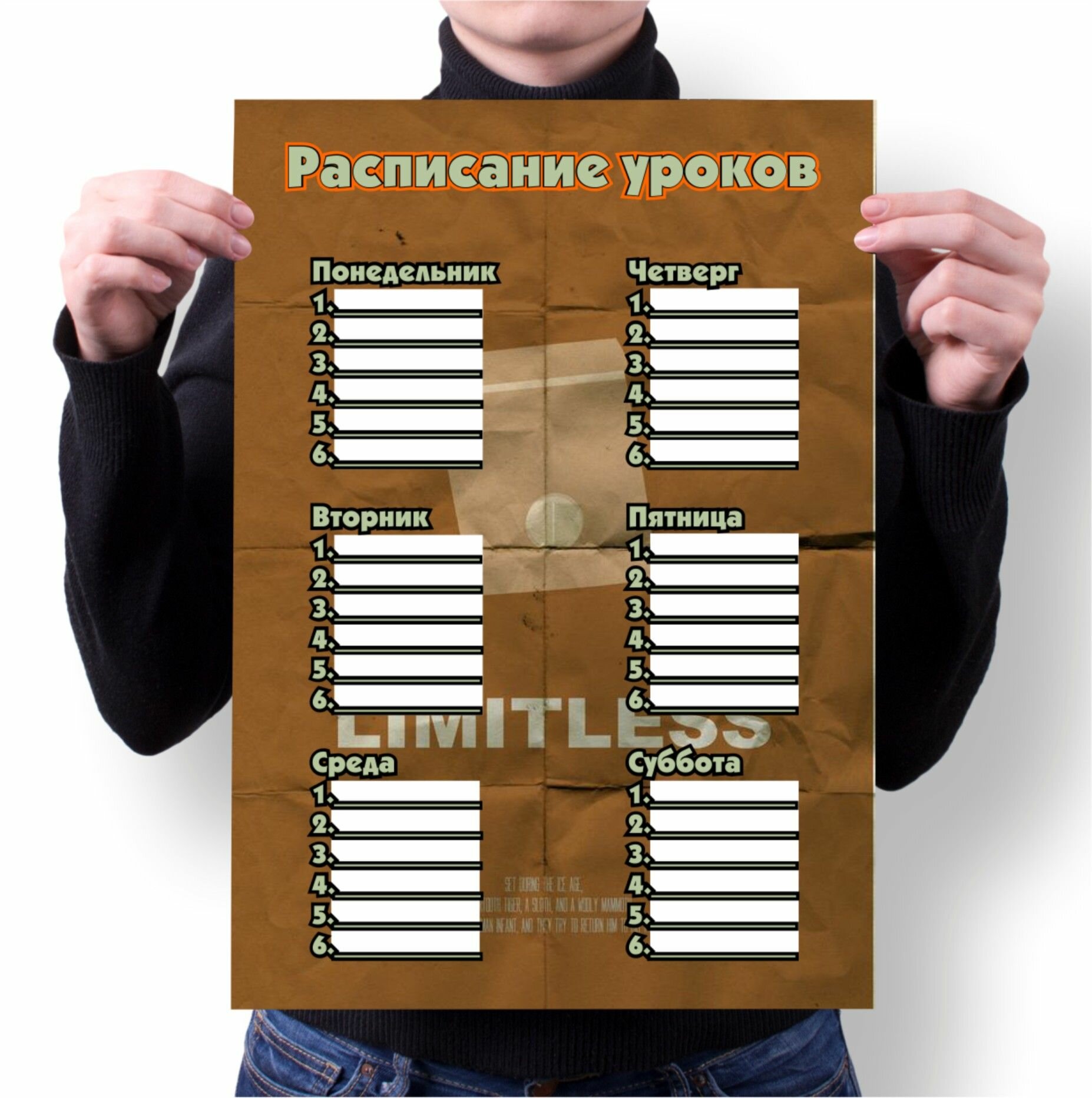 Расписание уроков формата А4, "Области тьмы", Limitless