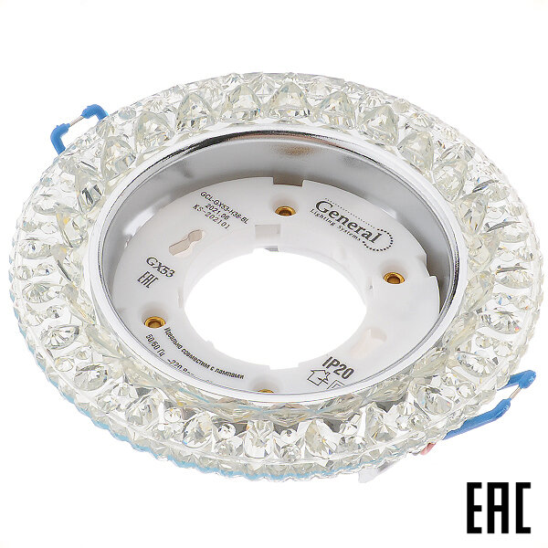 Светильник 661146 GCL-GX53-H38-BL 220В GX53 встраиваемый c подсветкой аквамарин IP20 (General) (2 шт. в комплекте)