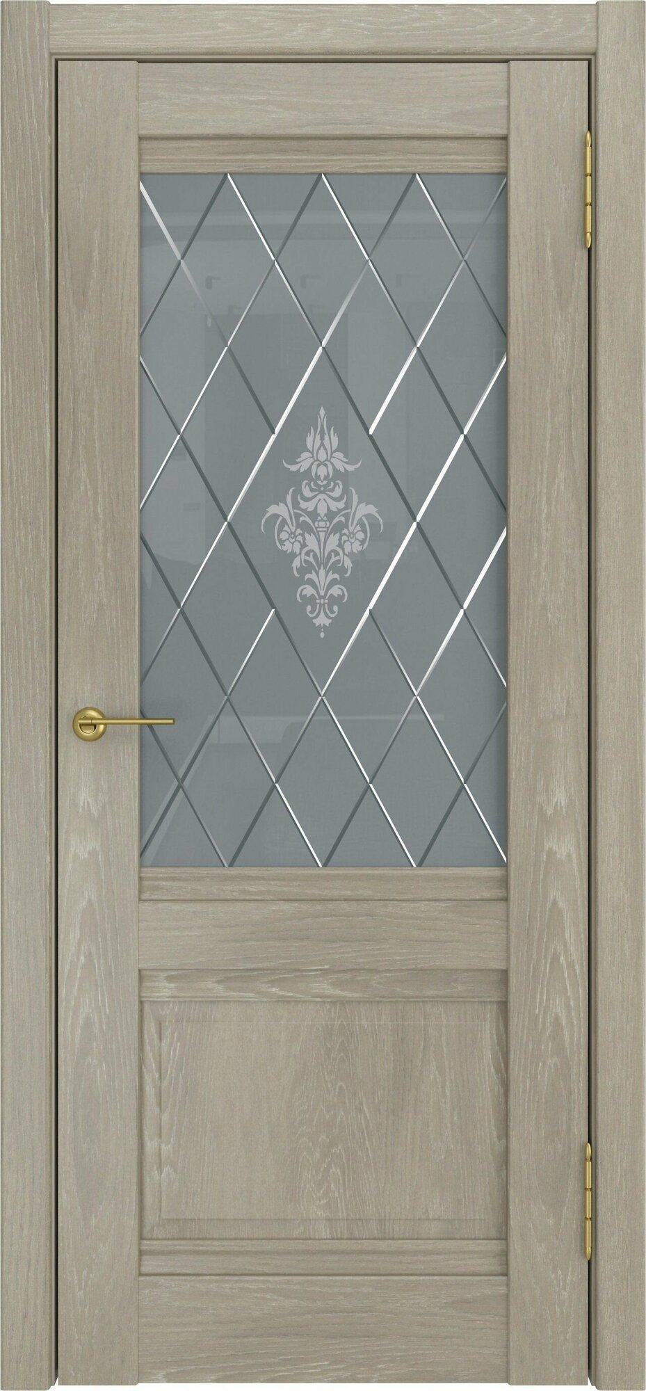 ЛУ-52 (стекло сатинат) Дуб серый 800х2000 в комплекте коробка 2,5 наличник 5шт.