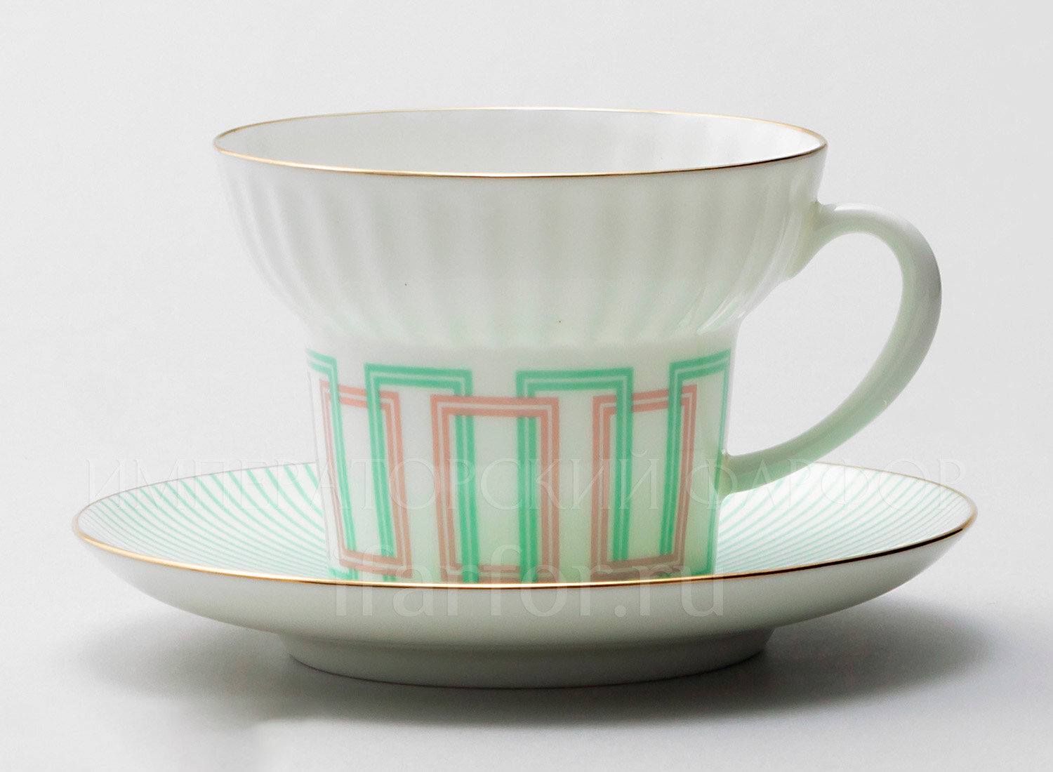 Чашка с блюдцем чайная Геометрия 4 Волна