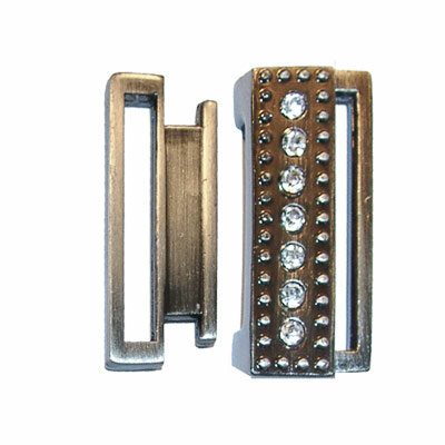 GB 1116-AT46 Пряжка со стразами Micron №12 бронзовый замок шлифованный прозрачный кристалл